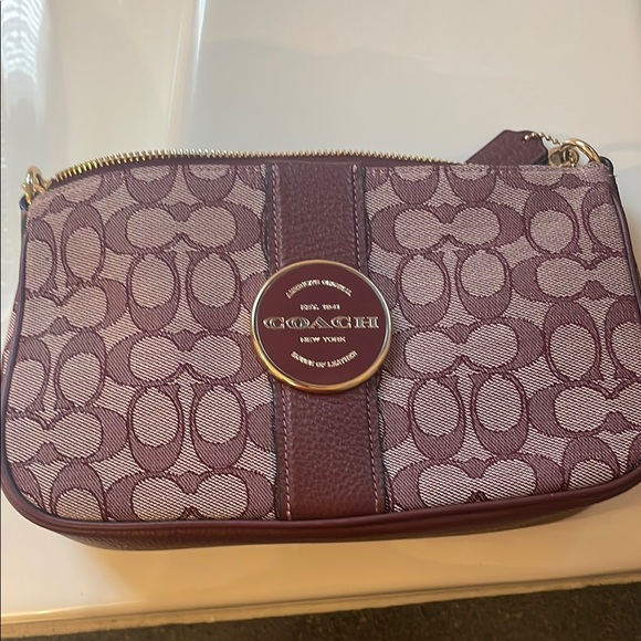 Coach | Bags | Coach Purple Clutch With Monogram Pattern And Central ...